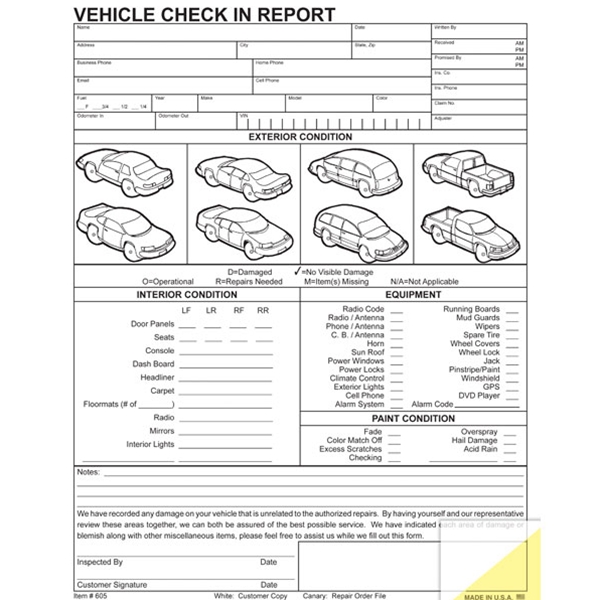My Dealer Supply - Vehicle Check in Report