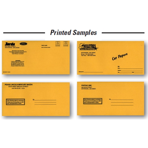 Imprinted License Plate Envelope | MyDealerSupply