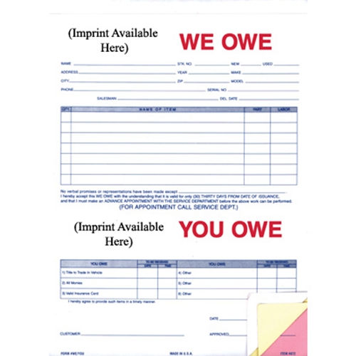 My Dealer Supply - We Owe/You Owe