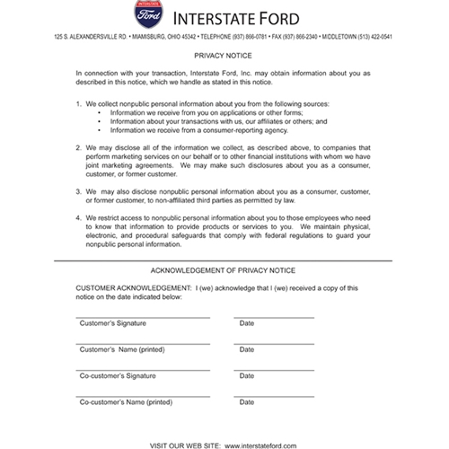 My Dealer Supply - Custom Privacy Notice